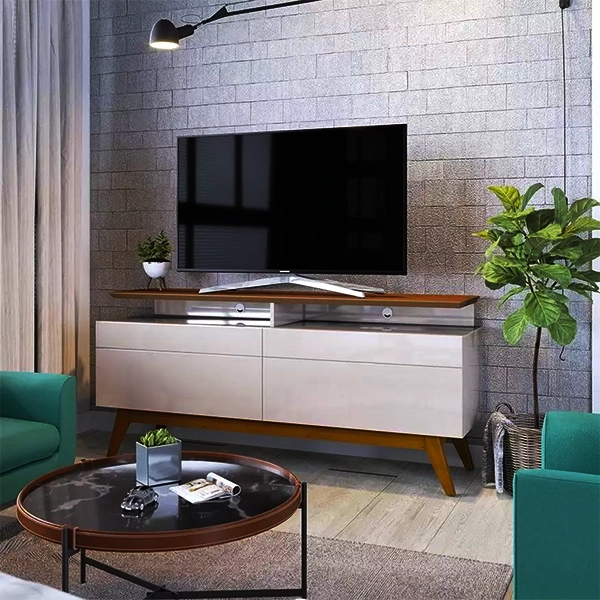 RACK IMCAL CLASSIC MAIS 1,46 MTS 2 GAVETAS COR: OFF WHITE / NATURE COD